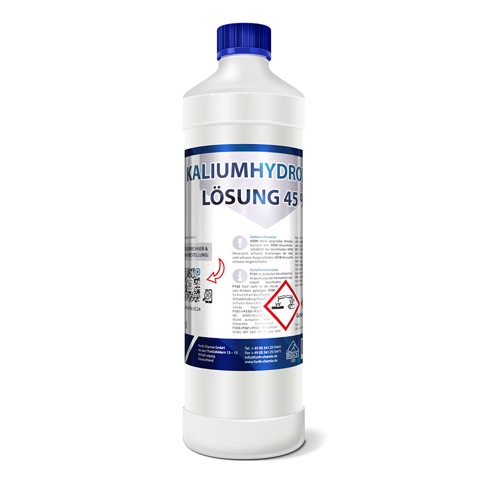 Kaliumhydroxidlösung 45 %, Kalilauge | Bei FURTH CHEMIE kaufen