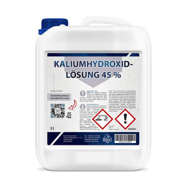 Kaliumhydroxidlösung 45 %, Kalilauge | Bei FURTH CHEMIE kaufen